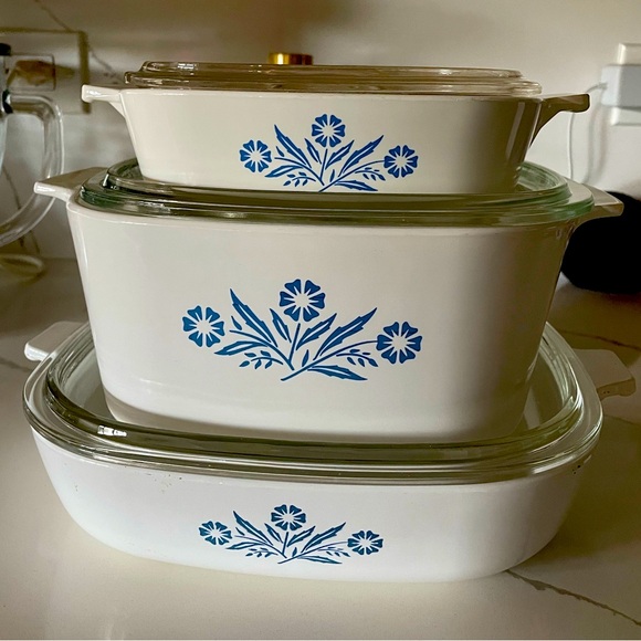 Corningware | Dining | Vintage Blue Flower Corningware Set | Poshmark